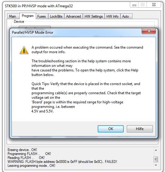 Fehler beim Flashen - Mikrocontroller.net