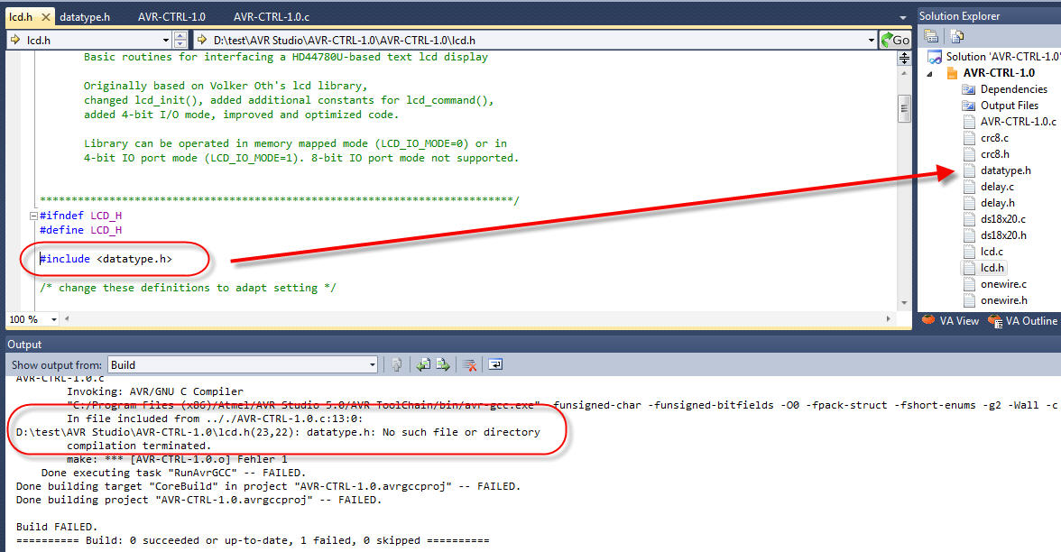 AVR Studio 5 compilieren, Fehler! aber mit externe Makefile kein Problem, warum ...