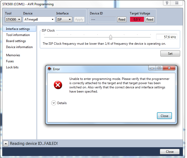 AVR Studio 5.0 erkennt ATmega8 nicht - Mikrocontroller.net