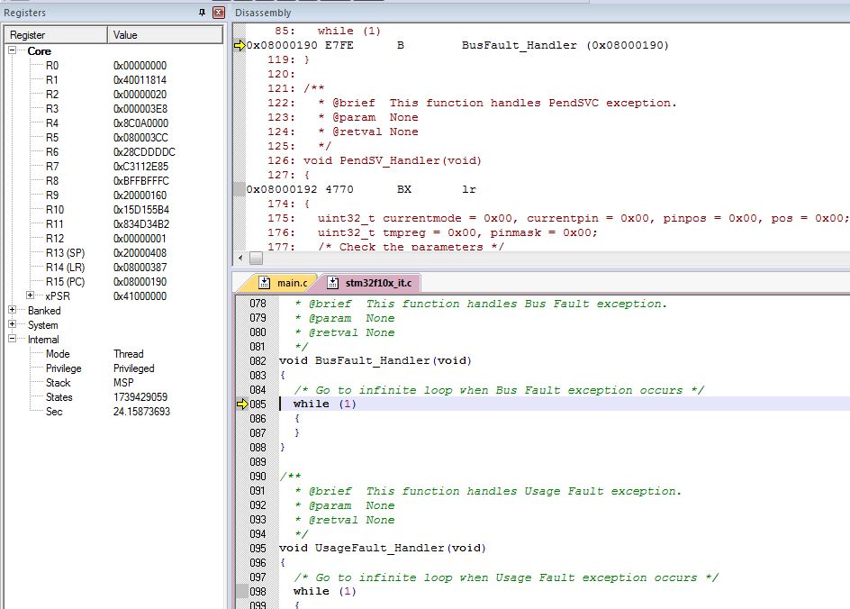 Hardfault Fehler in Keil mit STM32F103 (cortex m3) - Mikrocontroller.net
