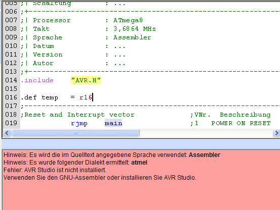 Assemblerdirektive in "myAVR Workpad" - Mikrocontroller.net