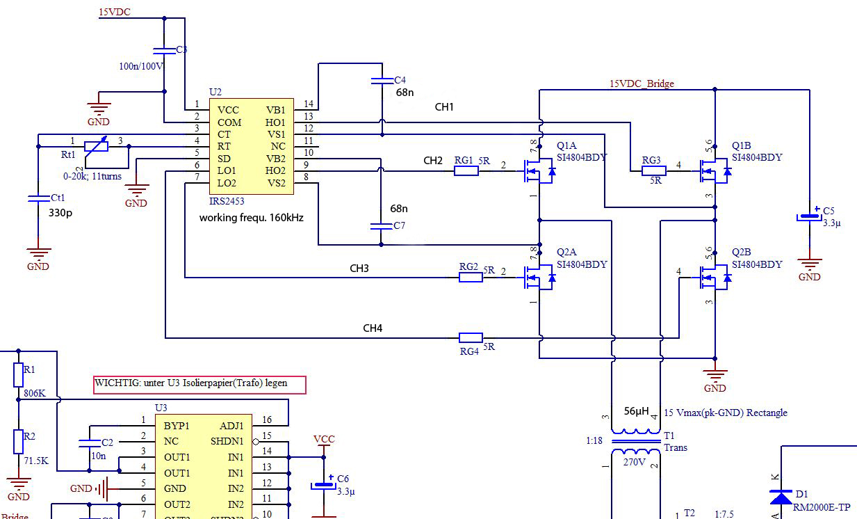 Vollbrücker; Gate Treiber; IRS2453; Trafo - Mikrocontroller.net