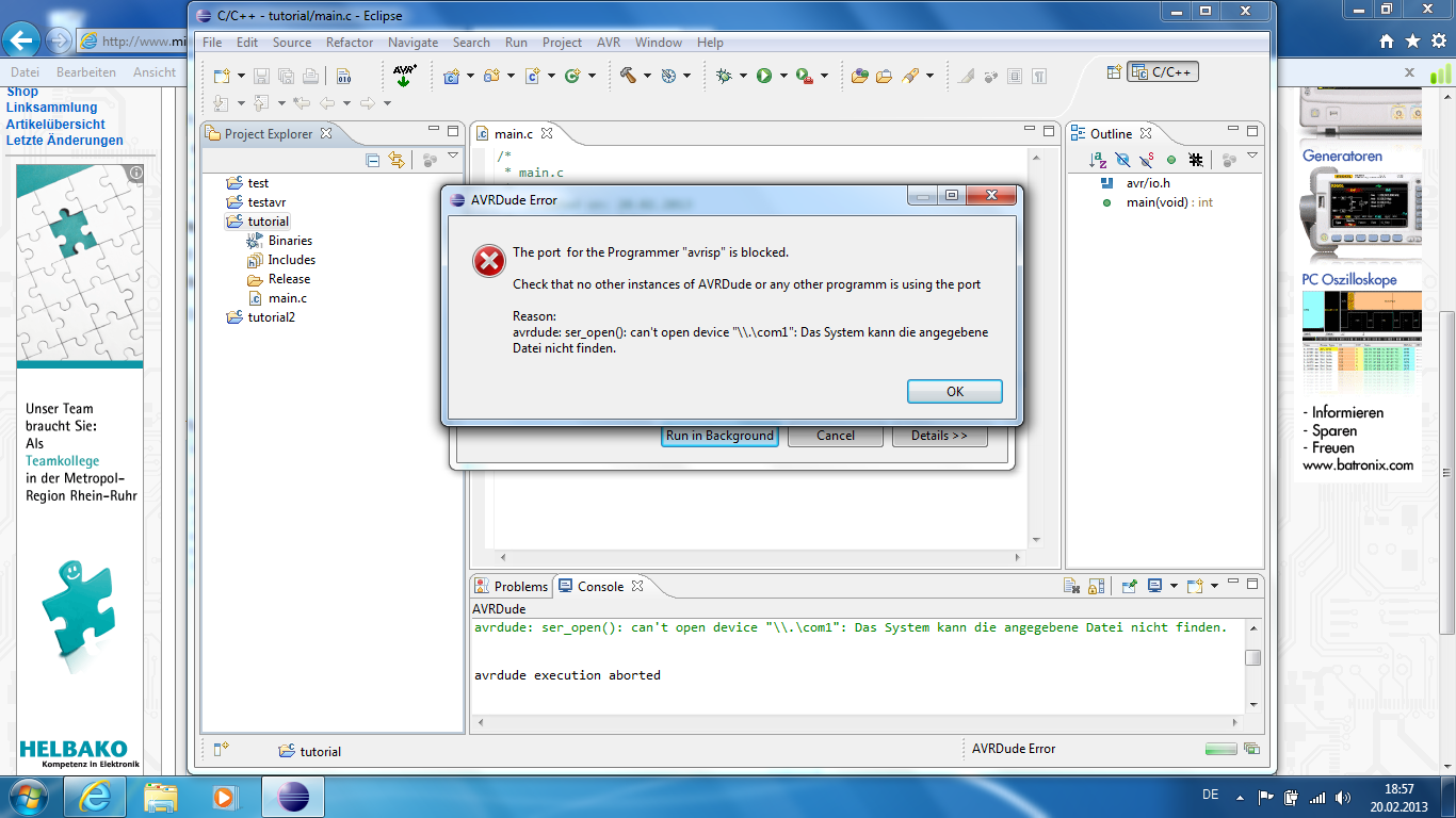 eclipse AVR Programmer Problem - Mikrocontroller.net