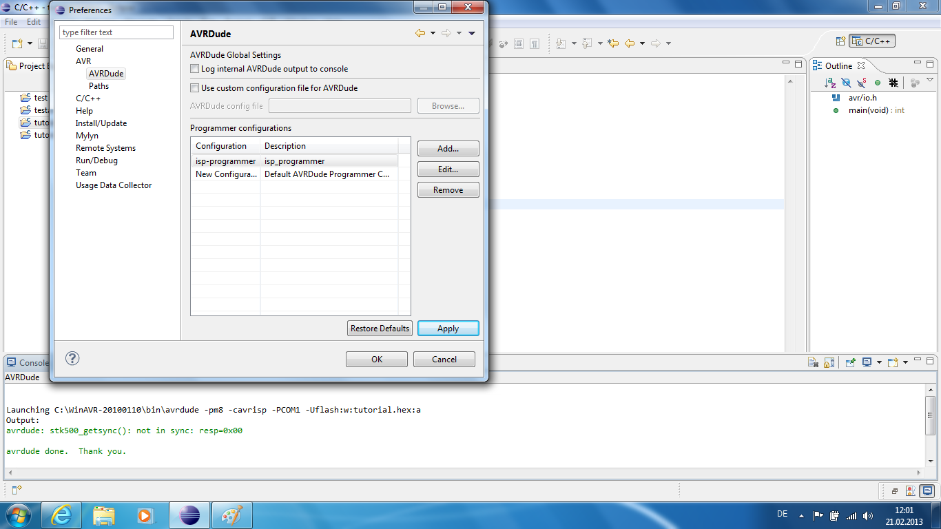 eclipse AVR Programmer Problem - Mikrocontroller.net