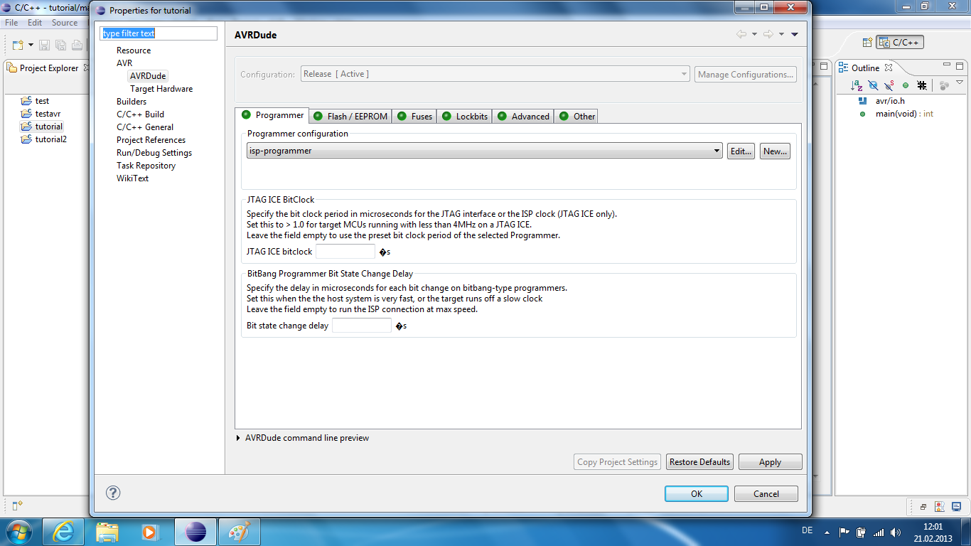 eclipse AVR Programmer Problem - Mikrocontroller.net