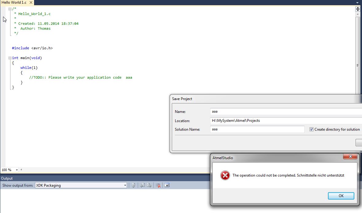 Atmel Studio 6 möchte ganz einfach Projekt speichern, geht nicht - Mikrocontroller.net