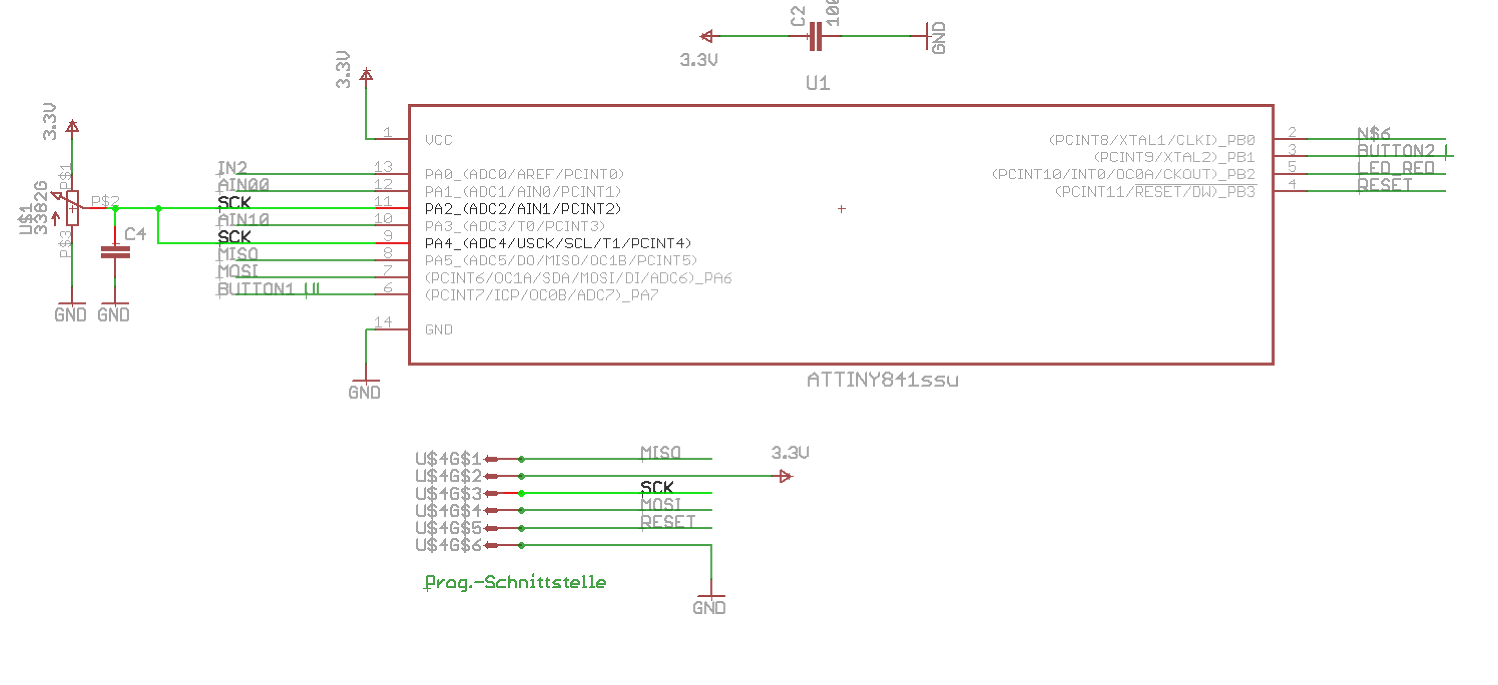 ATtiny841 / ISP / "The MOSI line(s) appear to be short-circuited ...