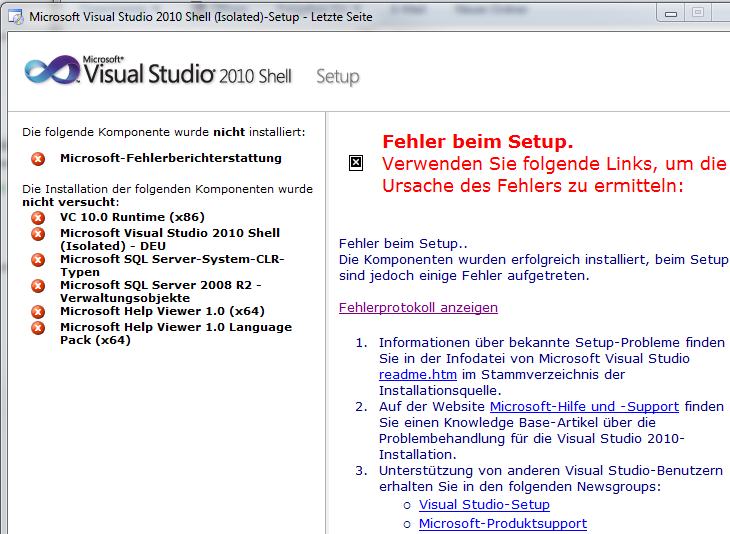 Installation von Atmel Studio 6.2 scheitert an Visual Studio 2010 Shell ...