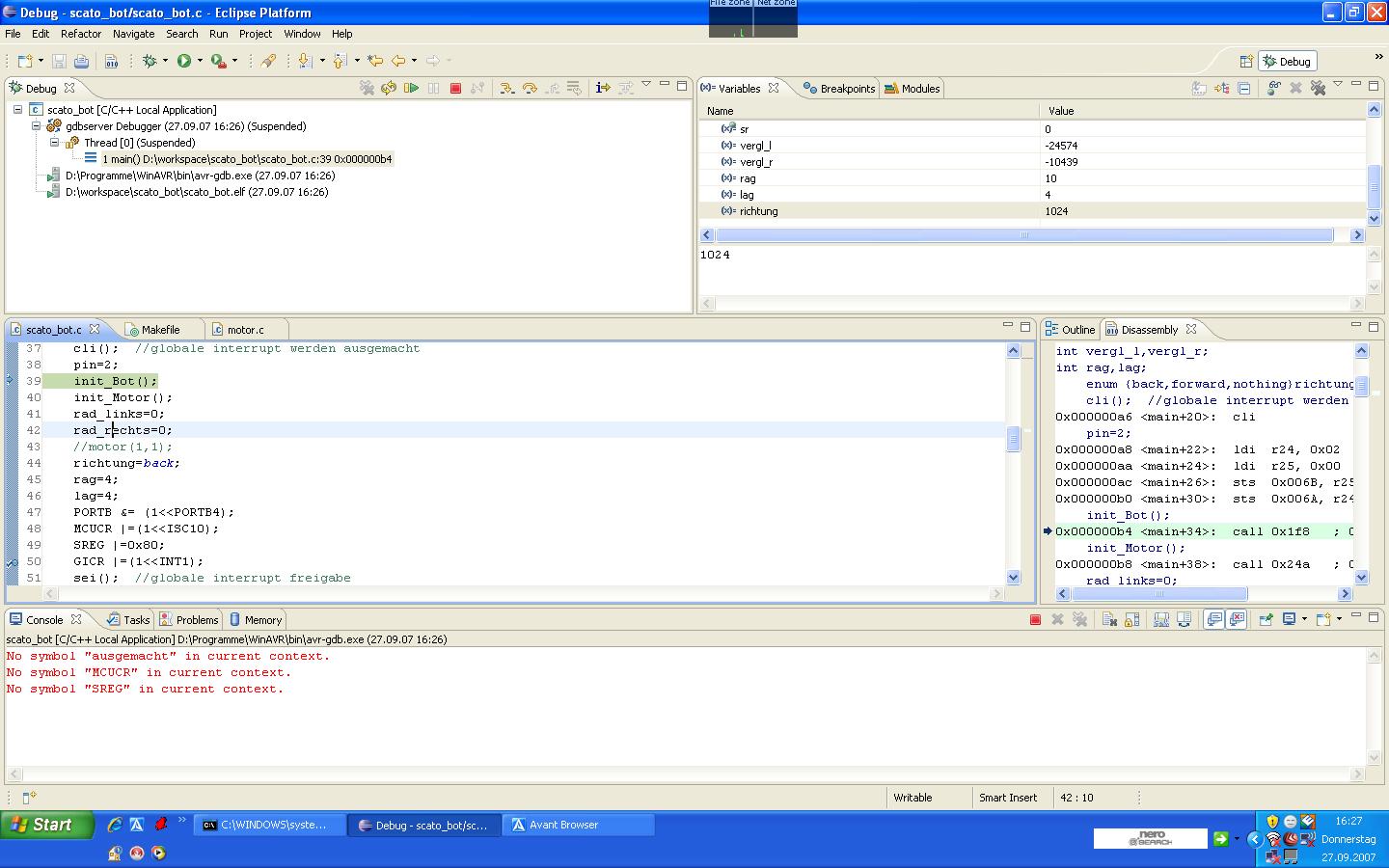 Debuggen mit ECLIPSE mit WINAVR-tool auf ATMEGA32 - Mikrocontroller.net
