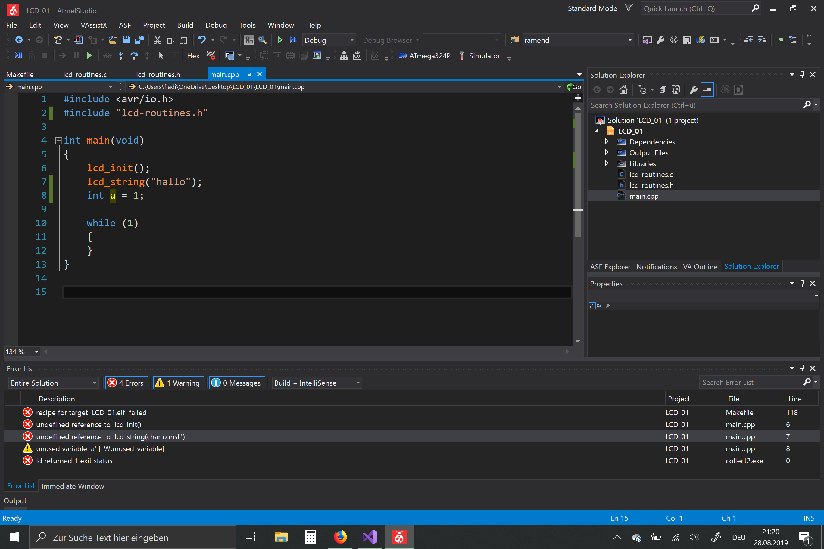 Probleme mit lcd-routines und Atmel Studio - Mikrocontroller.net
