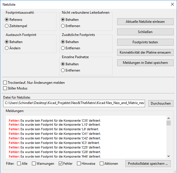 KiCad: Fehler beim einlesen der Netzliste - Mikrocontroller.net