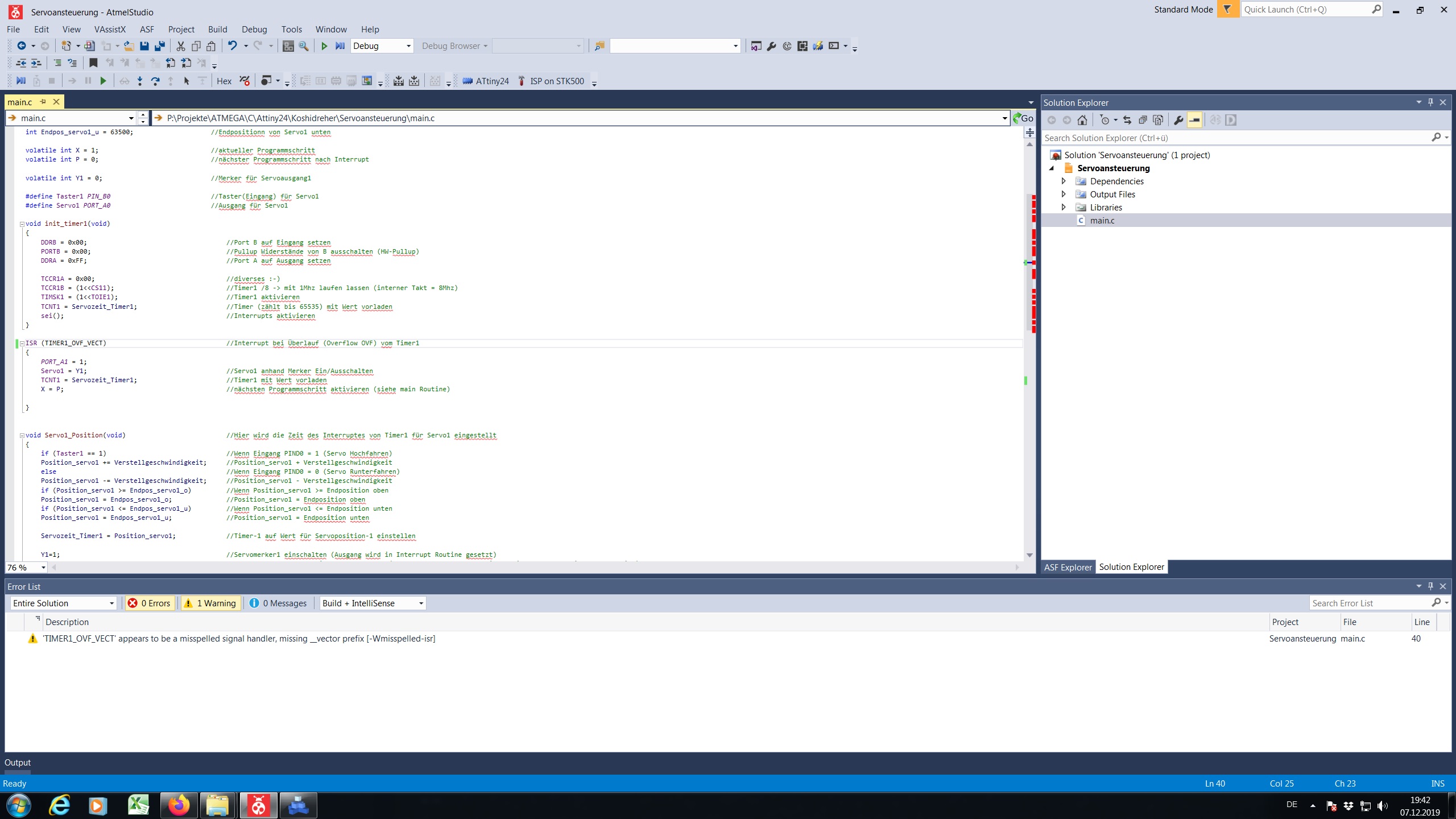 Timer1 Overflow bei Attiny24 - Mikrocontroller.net