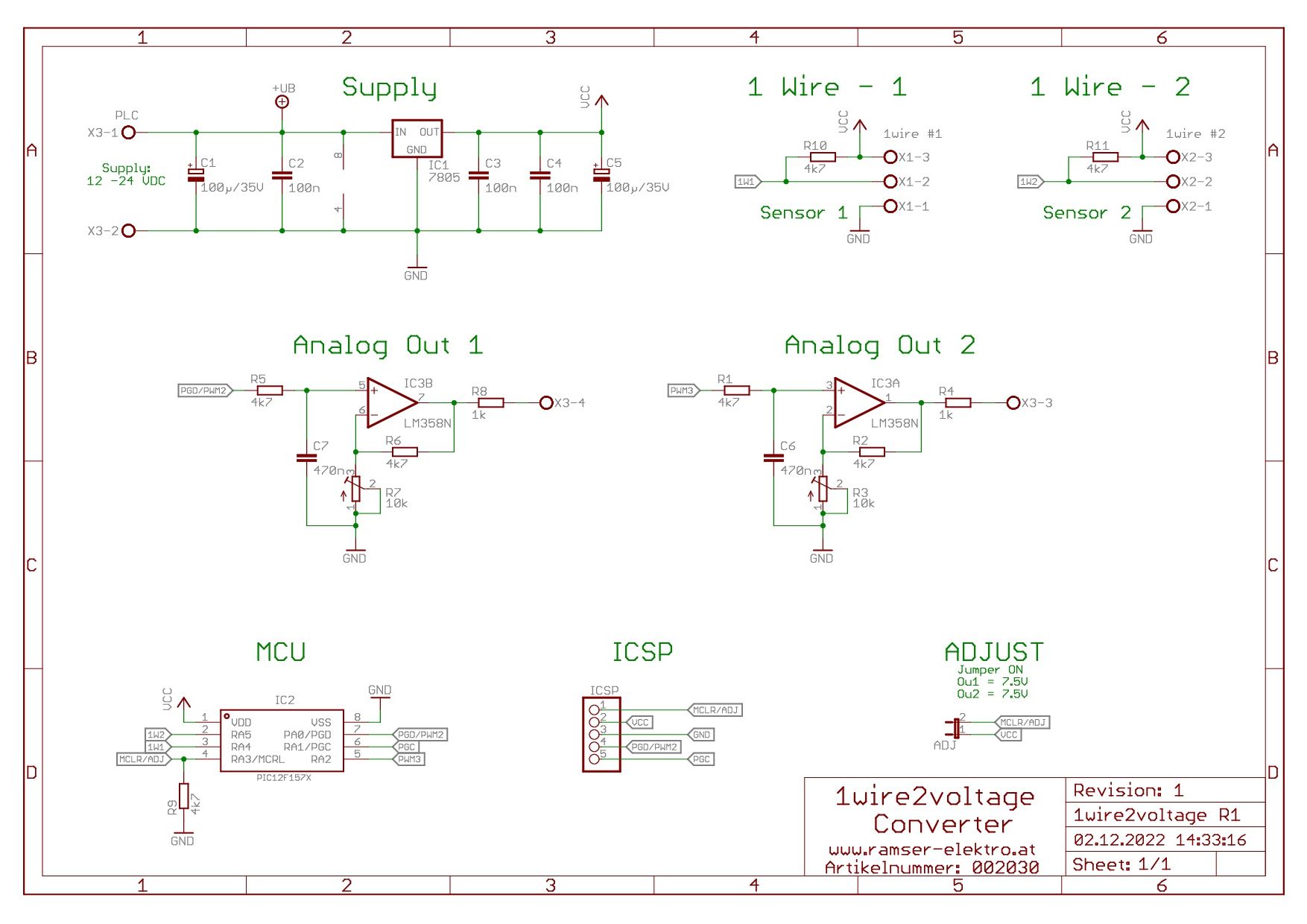1wire2voltage - 1wire Sensor zu 0-10V Konverter zweikanalig - Mikrocontroller.net