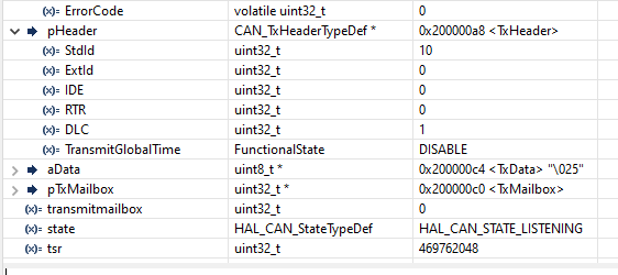CAN Register nimmt keine Werte auf - STM32F4 - Mikrocontroller.net